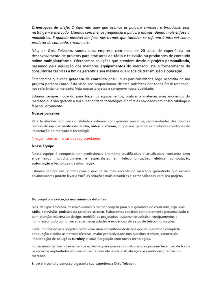 Texto para Site Da Opic | PDF | Radiodifusão | Engenheiro