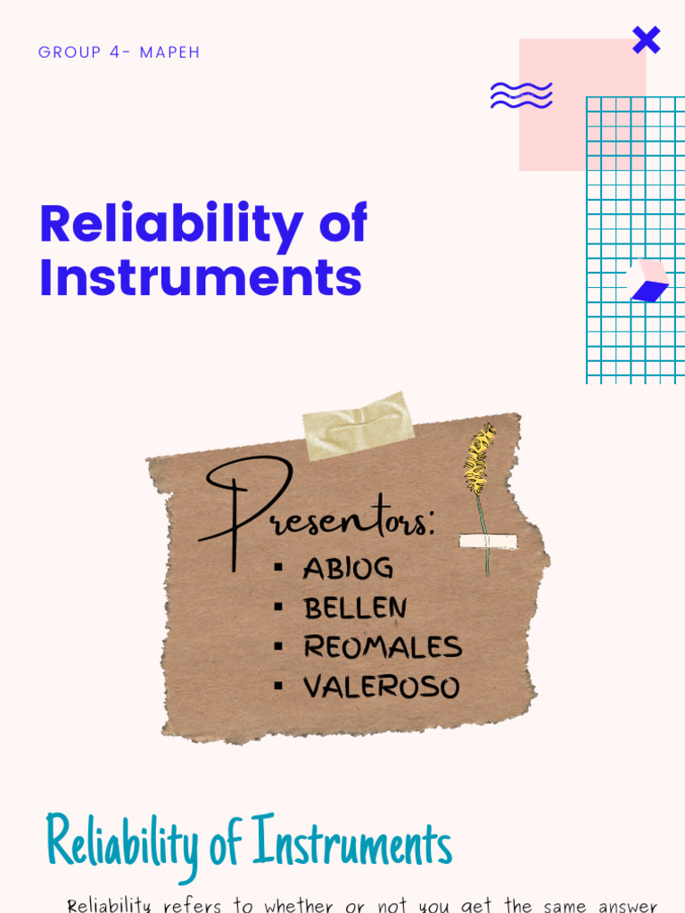 GROUP 4- Reliability of Instruments | PDF | Cronbach's Alpha ...