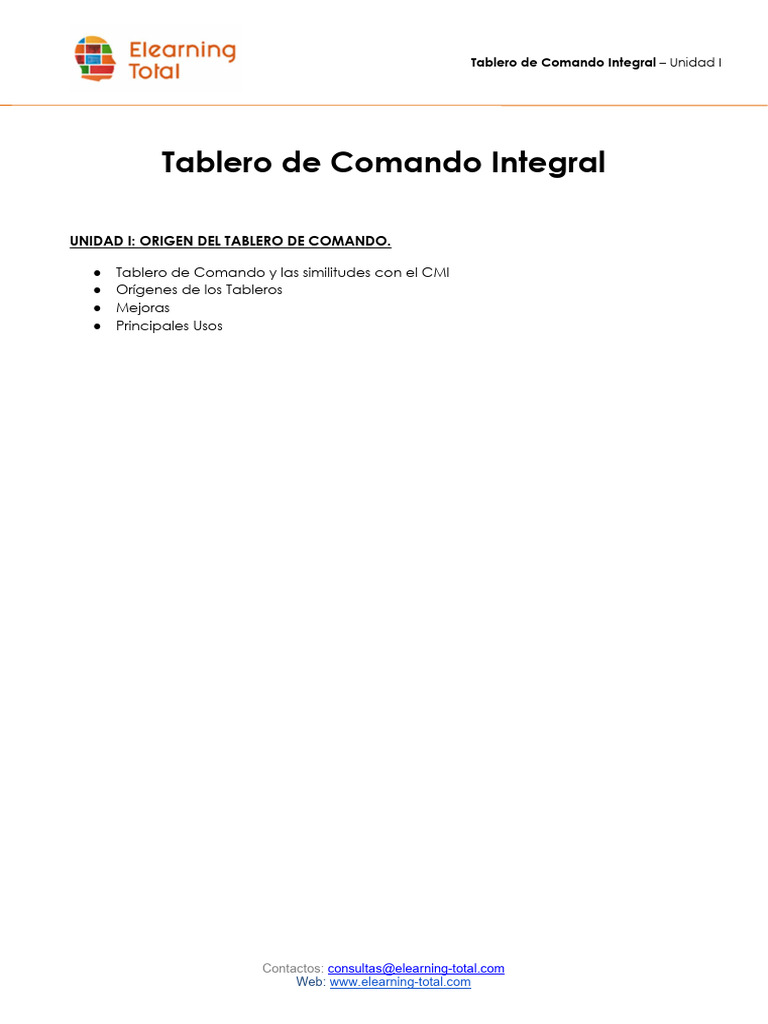 Tablero de Comando Integral - Unidad I | Descargar gratis PDF | Business