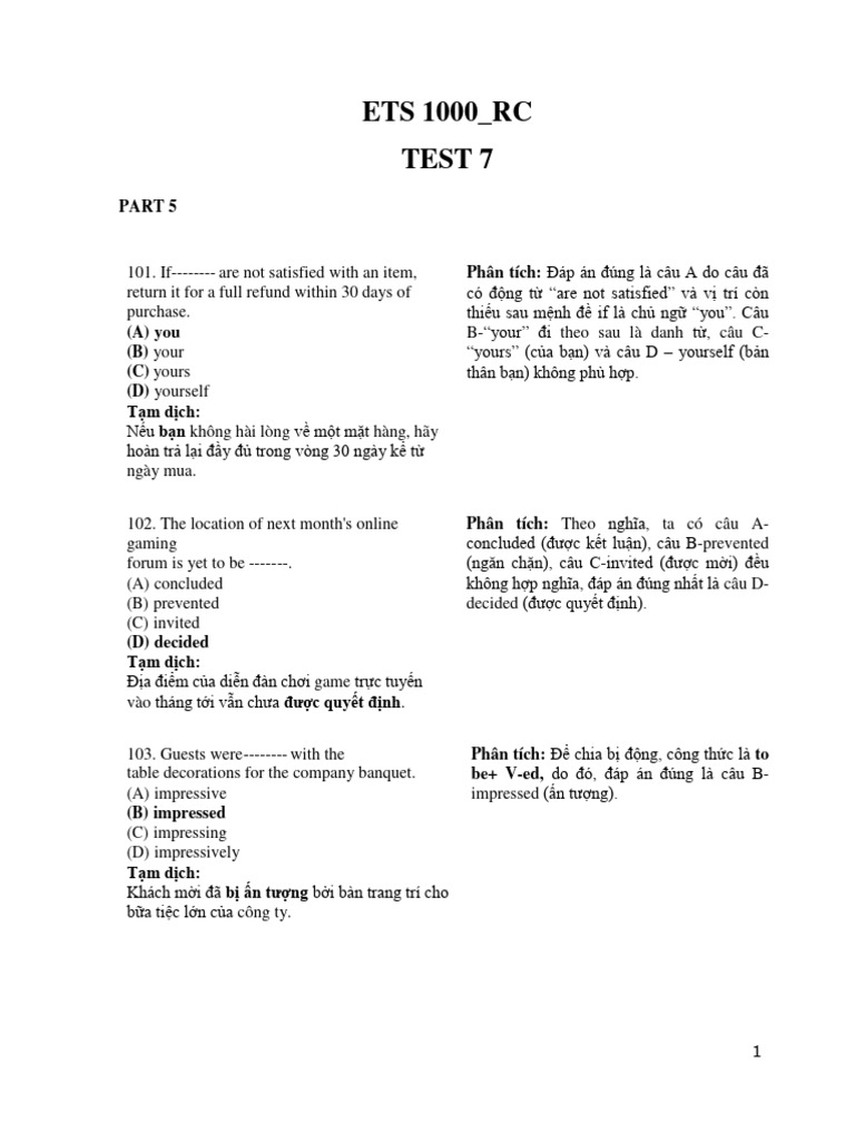 ETS 1000 - Test 7 - RC | PDF