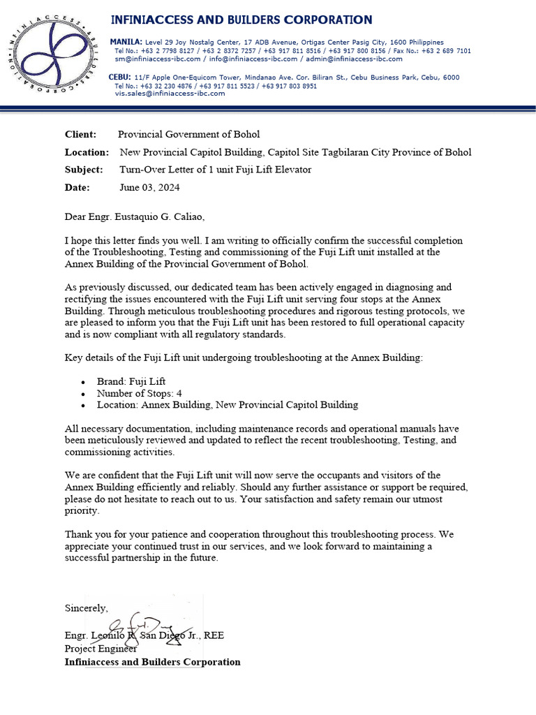 Turn-Over Letter - Provincial Government of Bohol | PDF | Finance ...