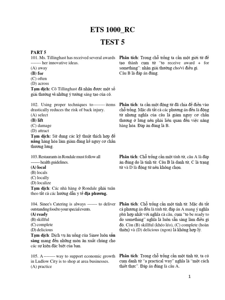 ETS 1000 - Test 5 - RC | PDF