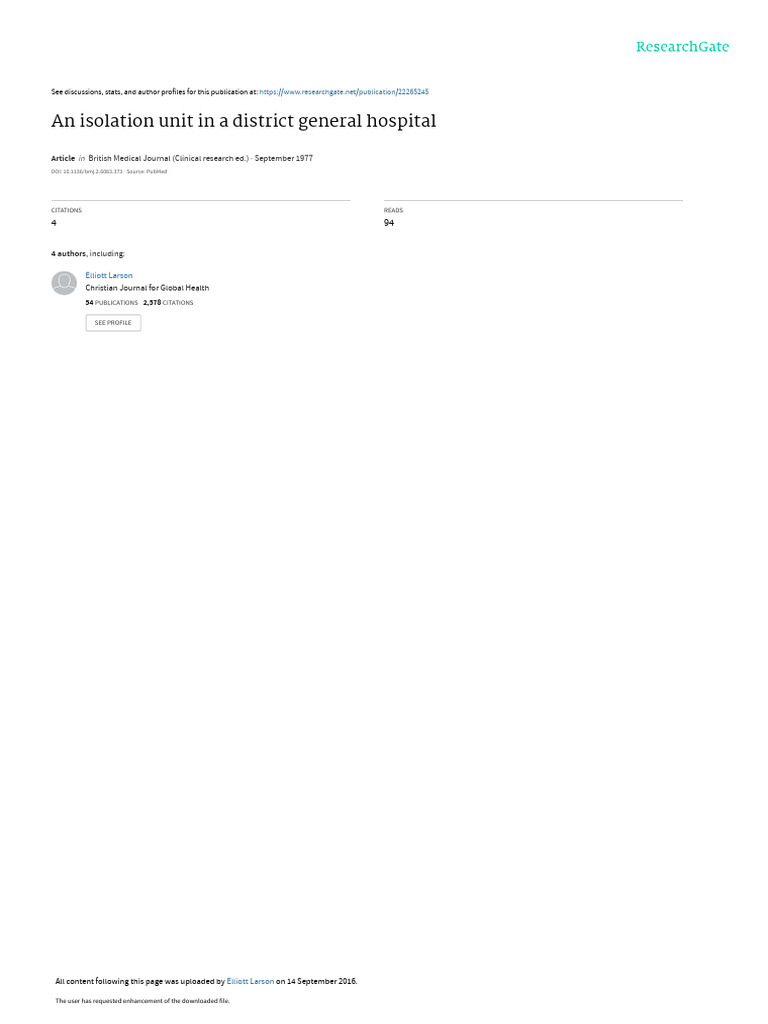 An Isolation Unit in A District General Hospital | PDF | Hospital ...