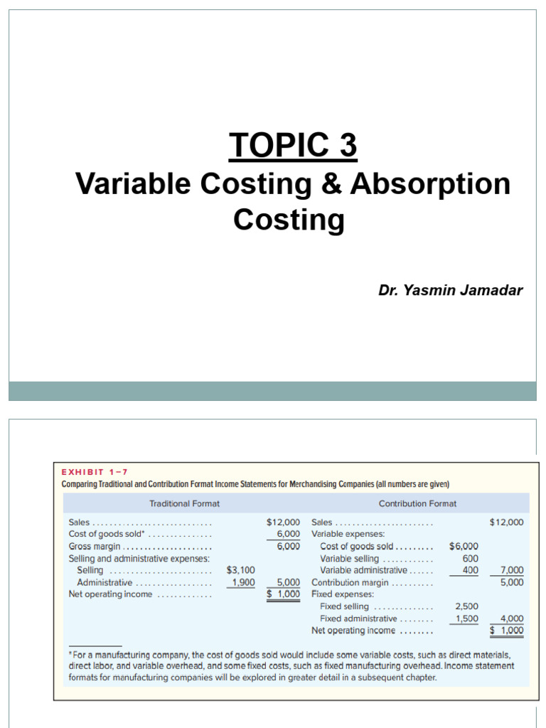 Topic Income Statement Using Variable &absorption Costing | PDF | Cost ... Topic Income Statement Using Variable &absorption Costing | PDF | Cost ...