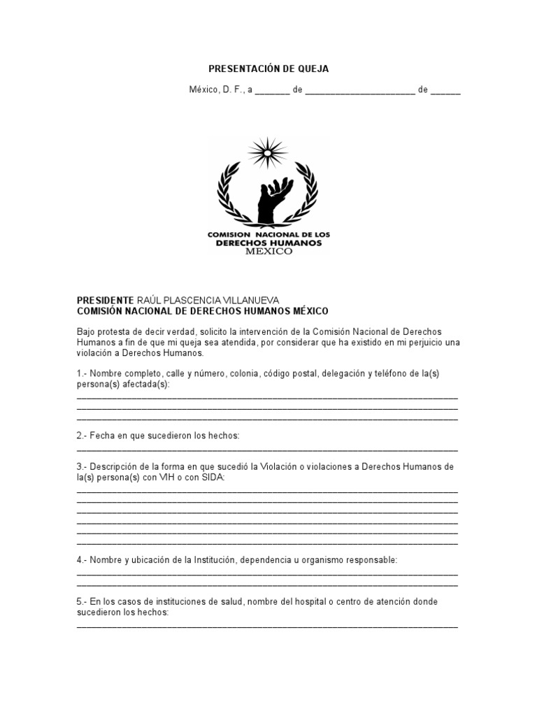 Formato de Queja de CNDH | PDF | Justicia | Crimen y violencia
