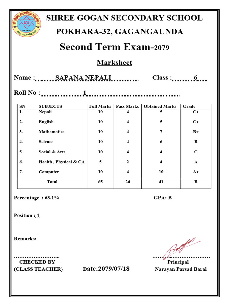 Class 6 Marksheet | PDF | Science | Inquiry