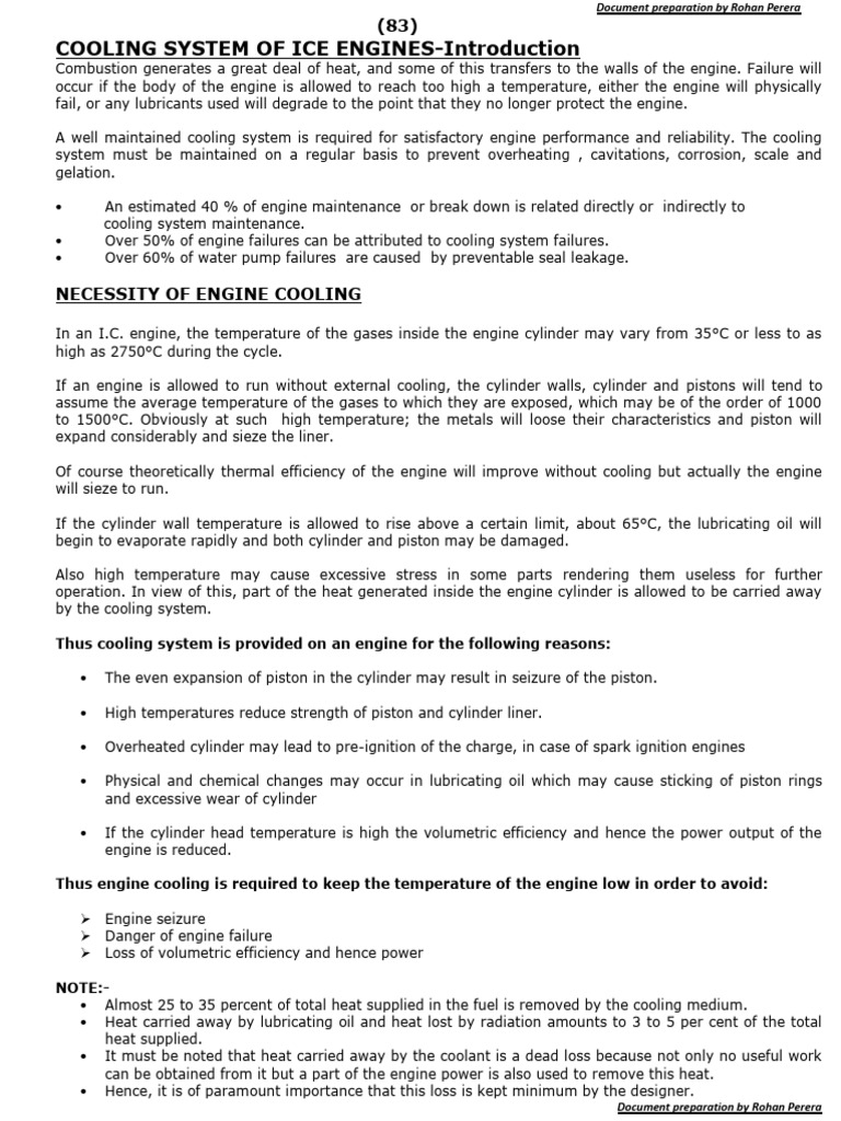 Cooling System | PDF | Piston | Heat Exchanger