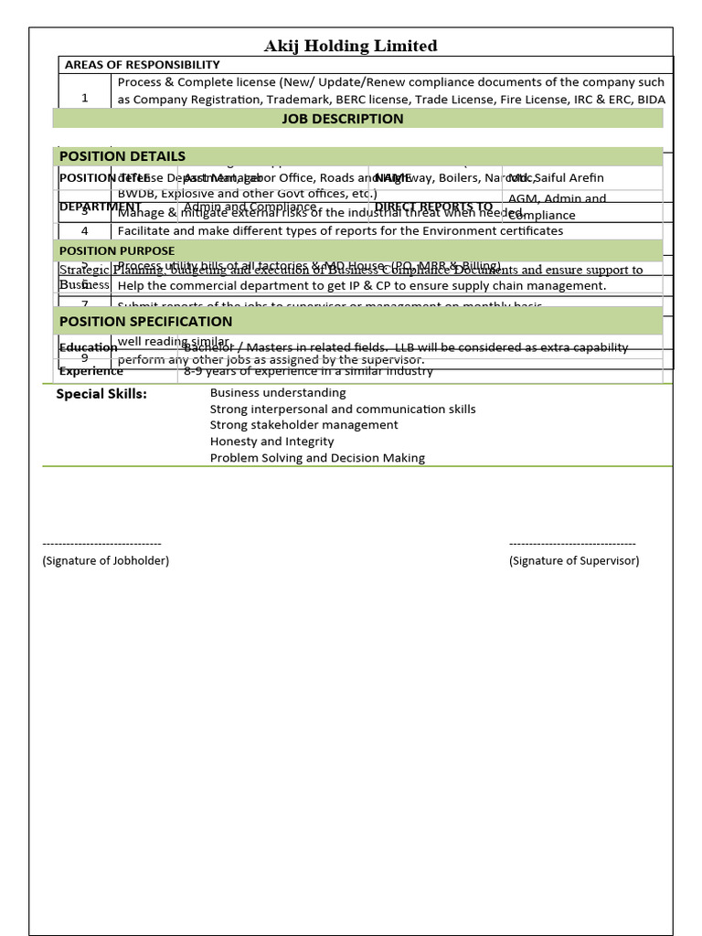 Sample of JD | PDF | Business