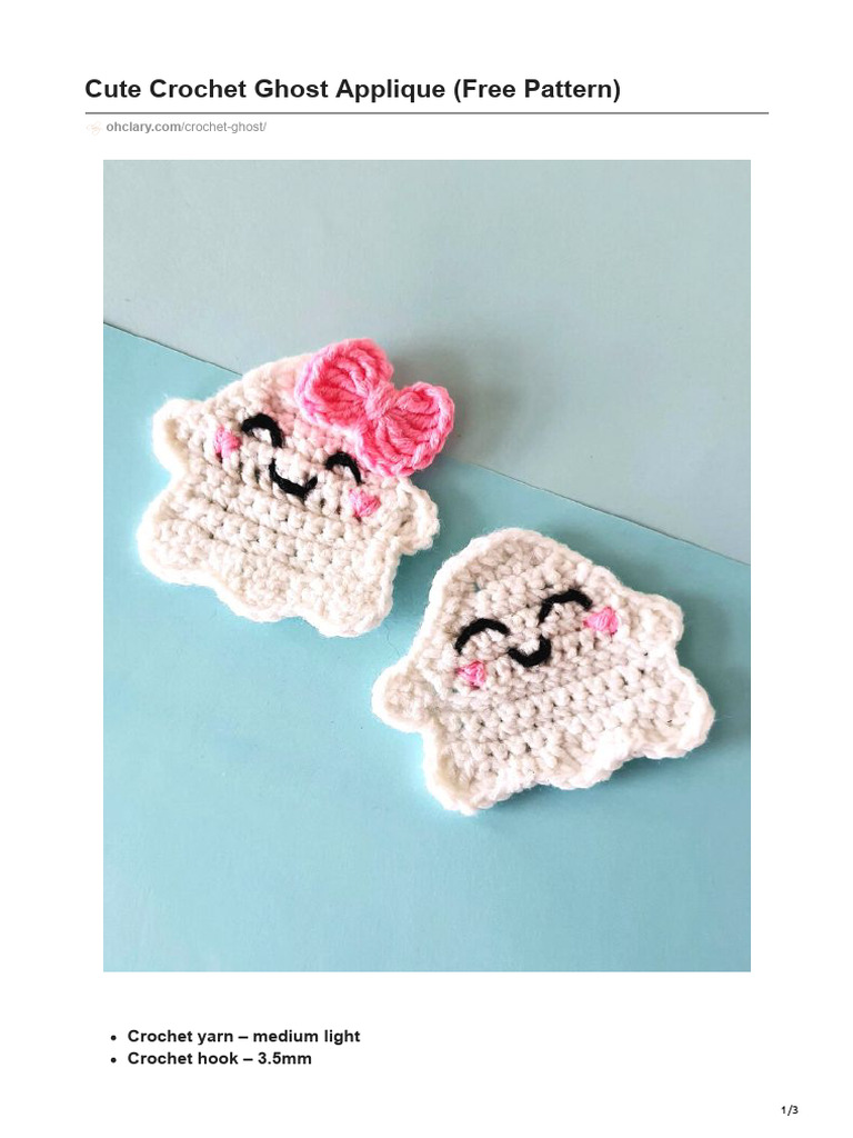 Ghost Applique Free Pattern | PDF | Crochet | Weaving
