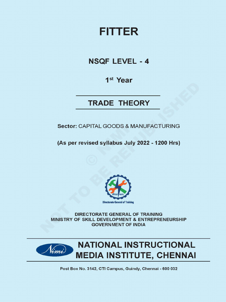 Fitter - 1st Year - TT (NSQF 2022) | PDF