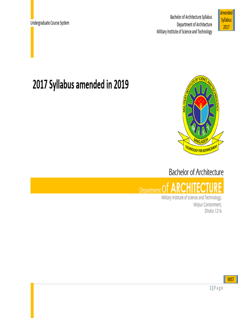 MIST Architecture B.Arch. Syllabus | PDF | Bachelor's Degree | Academic ...