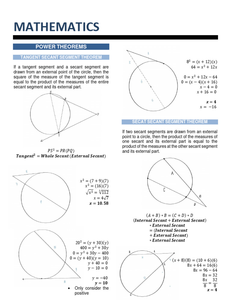 Math Reviewer | PDF | Circle | Trigonometric Functions