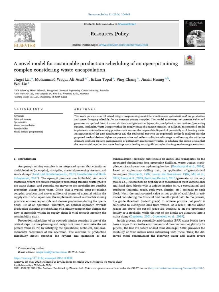 A Novel Model For Sustainable Production Scheduling of An Open - 2024 ...