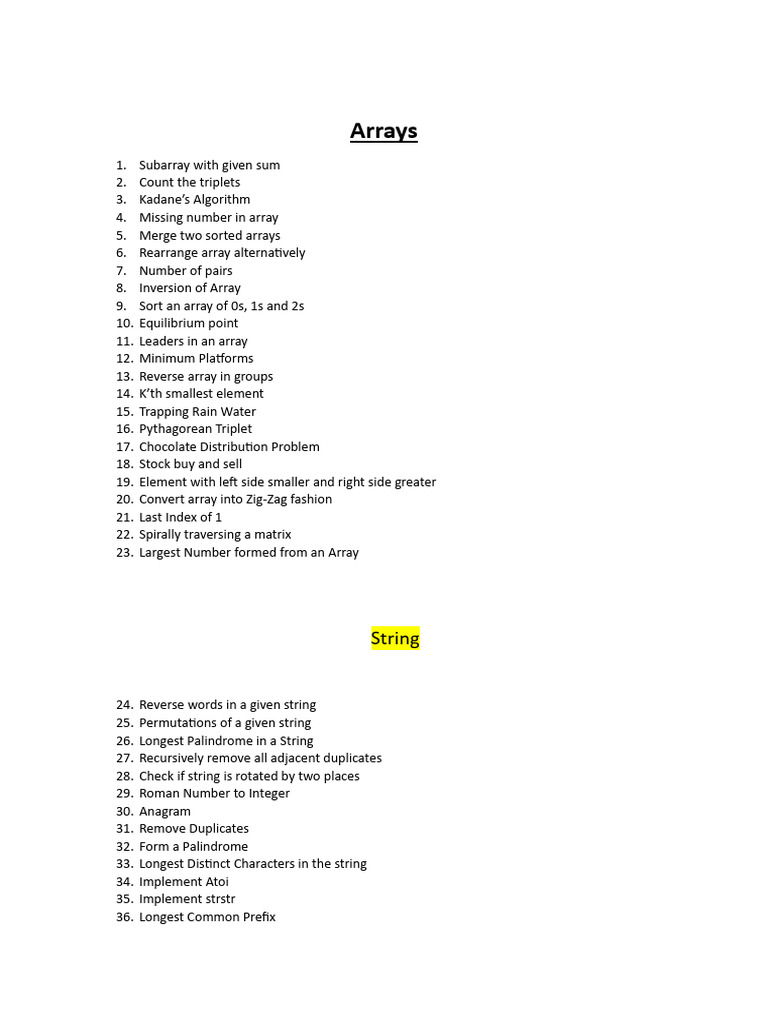 Comprehensive Guide to Data Structures Problems | PDF | String (Computer Science) | Permutation