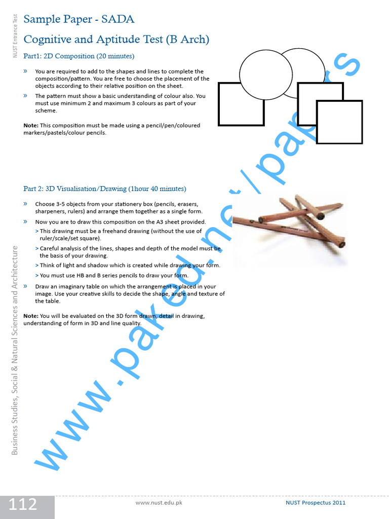 NUST Past Papers 2 (Arch) | PDF | Drawing