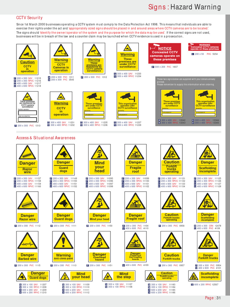 SCAN-Safety-Signs-Catalogue-2014 33 | PDF | Closed Circuit Television ...
