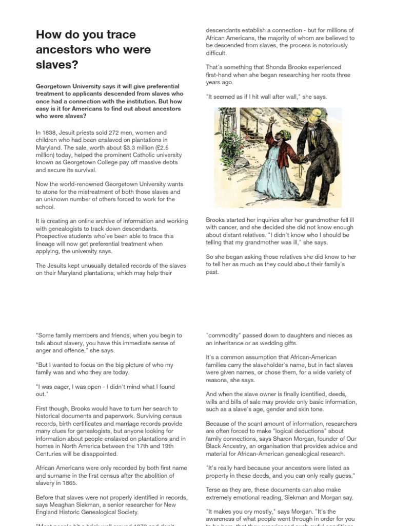 Tracing Slave Ancestry Challenges | PDF | Slavery | Genealogy