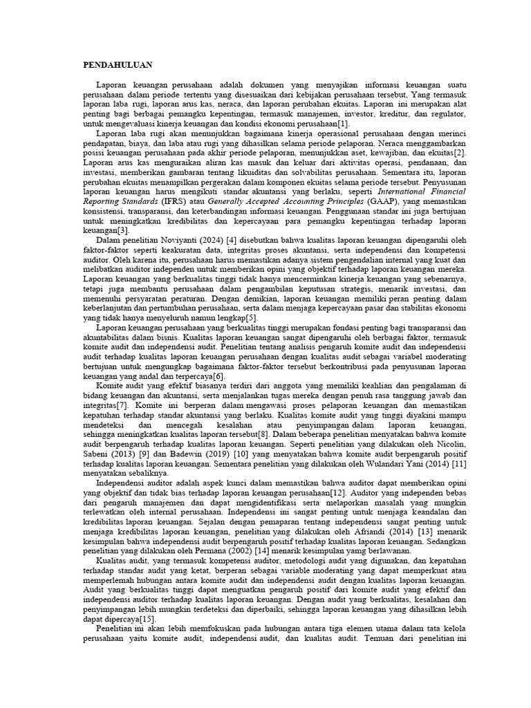 Done Pengaruh Komite Audit Dan Independen Audit THD LK Perusahaan DGN Kualitas Audit Sebagai ...