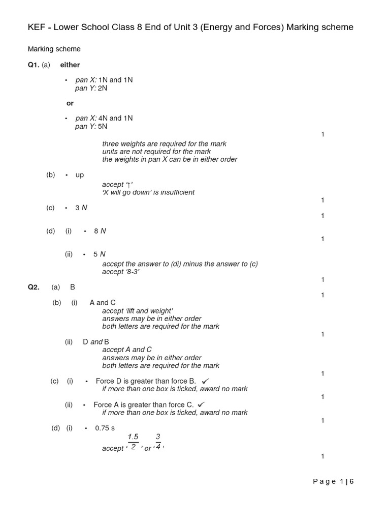 End of Unit 3 - Forces and Energy MS | PDF | Speed | Physics