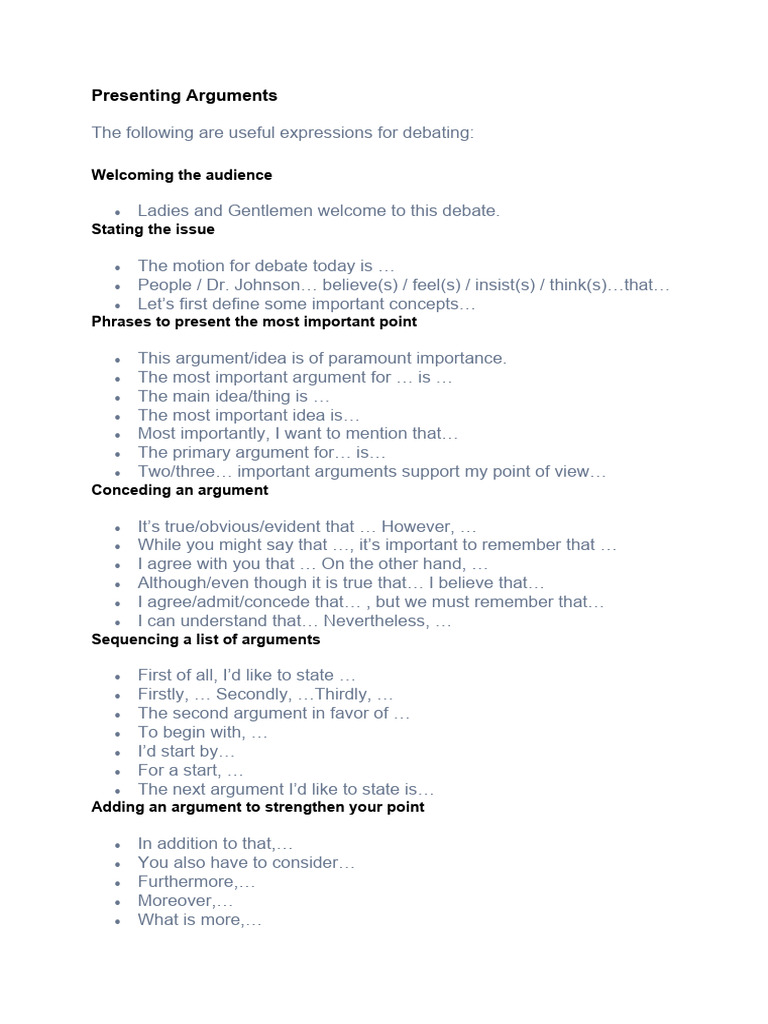 Presenting arguments | PDF