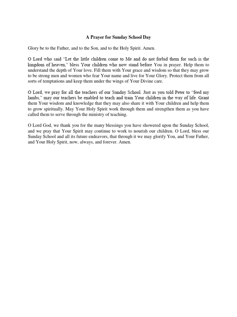 Sunday School Day Prayer Guide | PDF