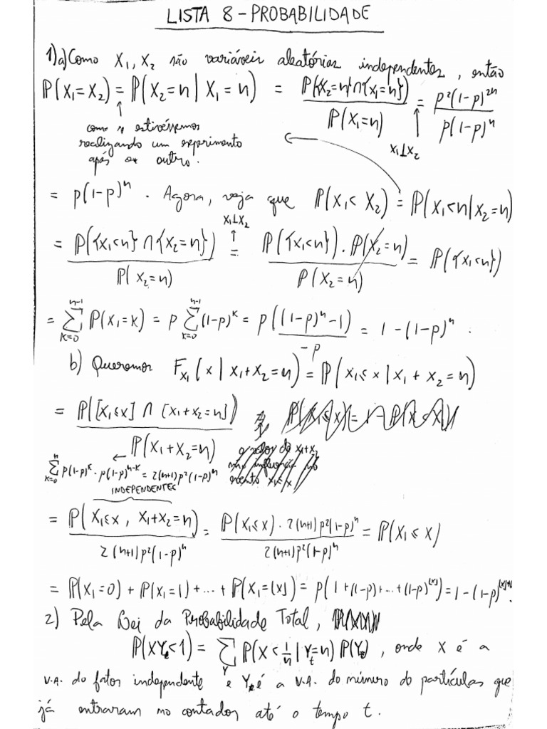 Lista 8- Probabilidade | PDF