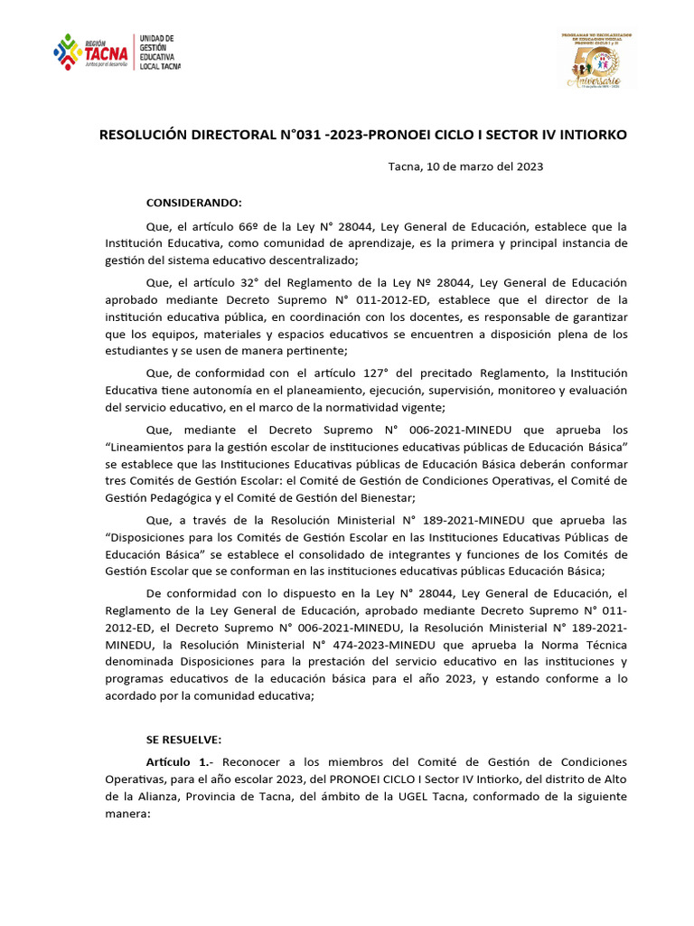 1.RD - Comite - Condiciones - Operativas - RM - 189-2021-MINEDU PRONOEI ...