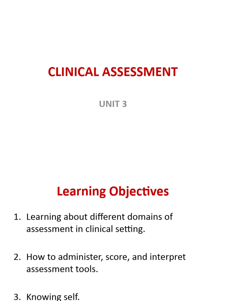 Clinical Assessment | PDF | Medical Diagnosis | Validity (Statistics)