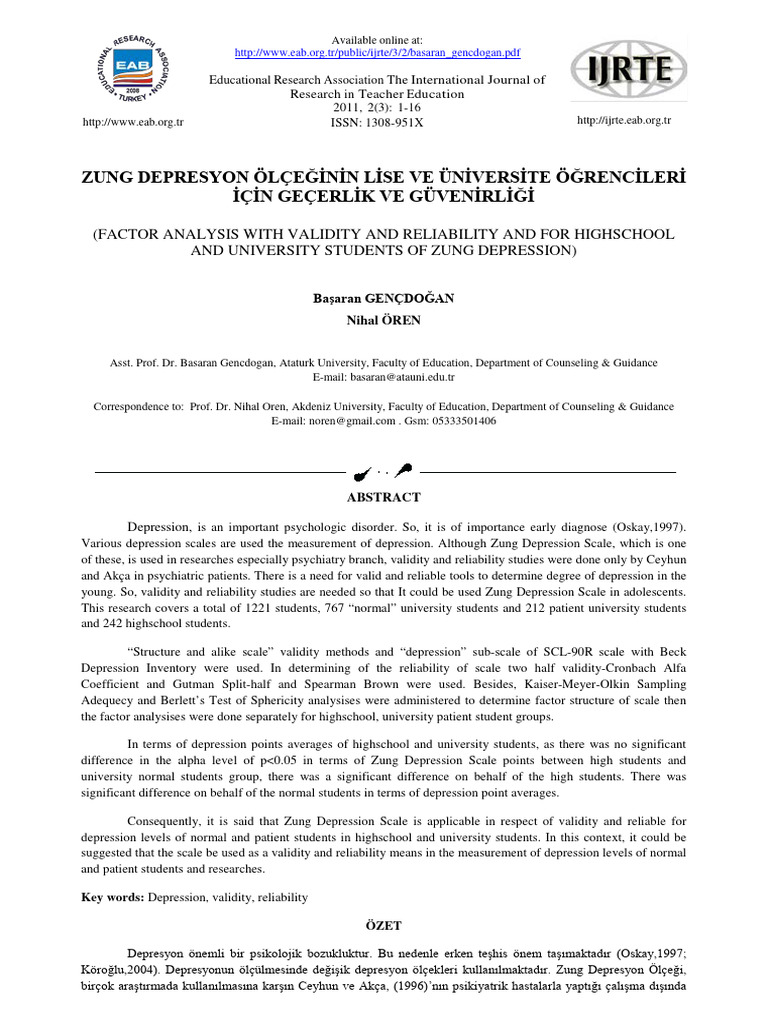 Zung Depresyon - L - e - N - N L - Se Ve - N - Vers - Te - Renc - Ler - N Ge - Erl - K Ve G ...