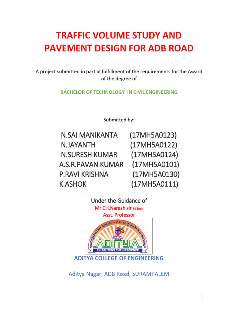 Batch No 6 Project Documentation Tvs and PD On Adb Road PDF | PDF | Road | Road Surface