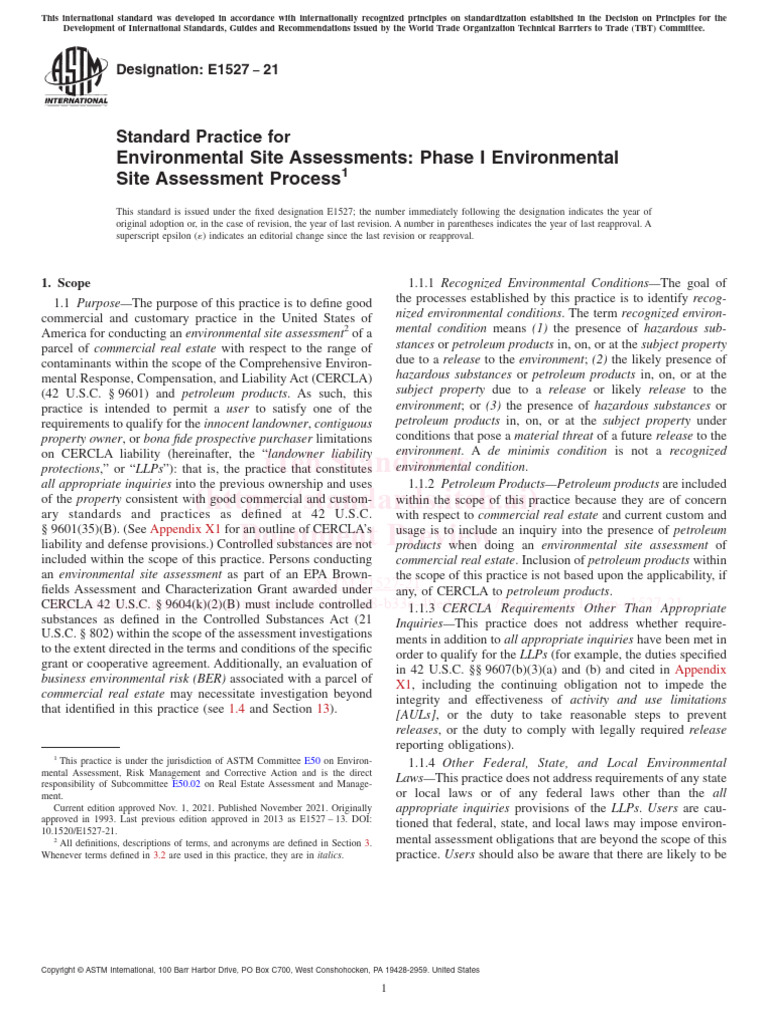 Astm E1527 21 | PDF | Resource Conservation And Recovery Act ...