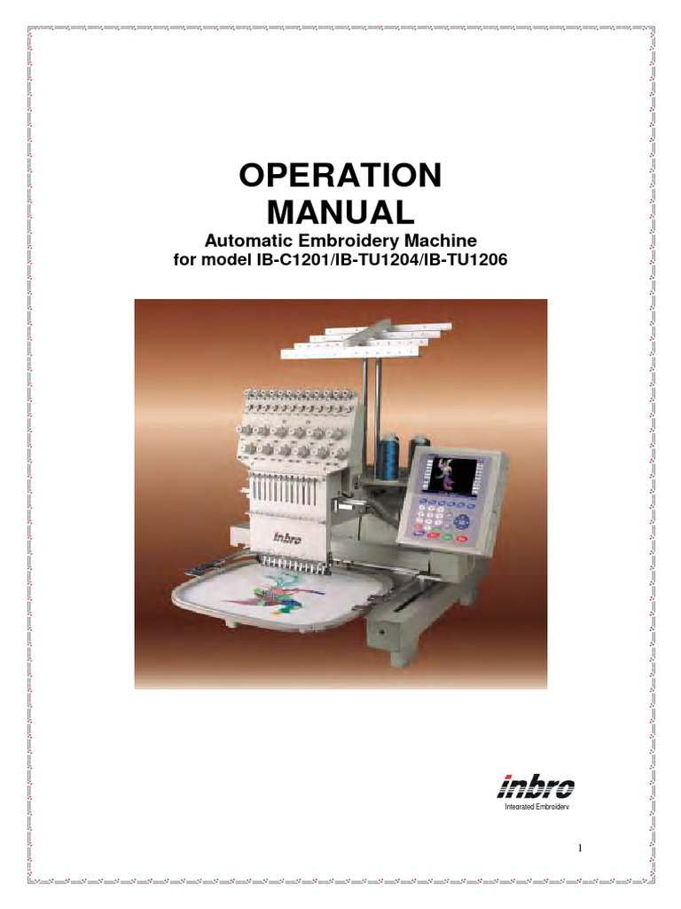 Inbro Operation Manual IB-C1201 | PDF | Floppy Disk | Embroidery