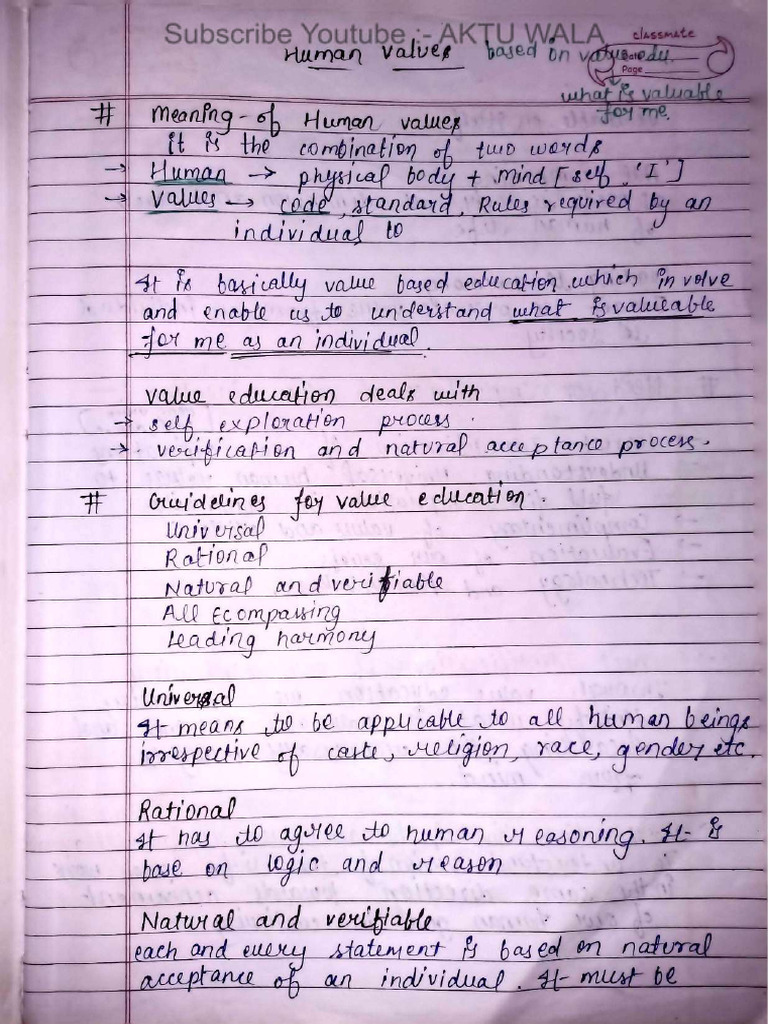 Human Values Notes Complete | PDF