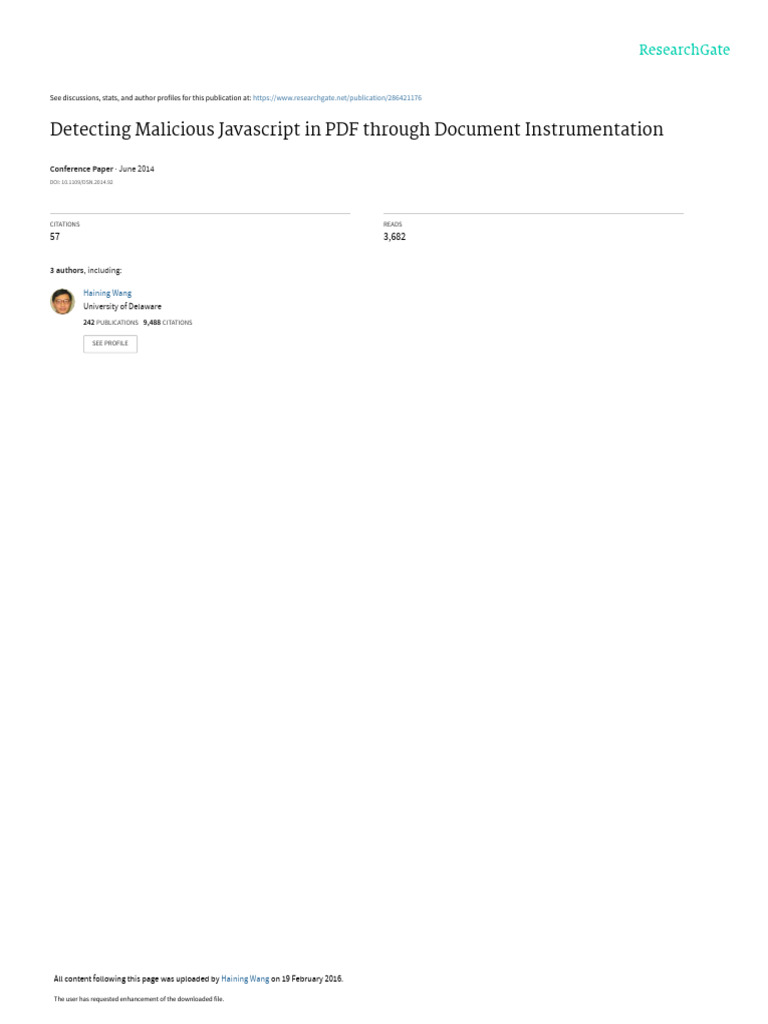 DSN 14 | PDF | Malware | Java Script