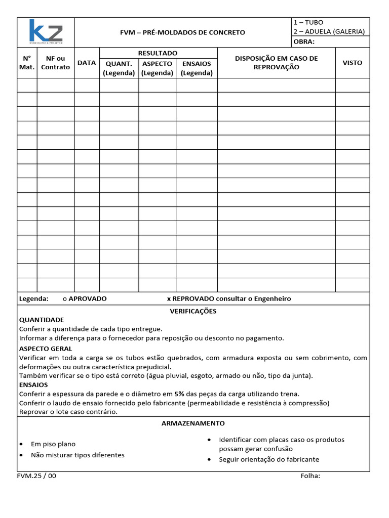 FVM.25 R00 - Pré-Moldados de Concreto | PDF