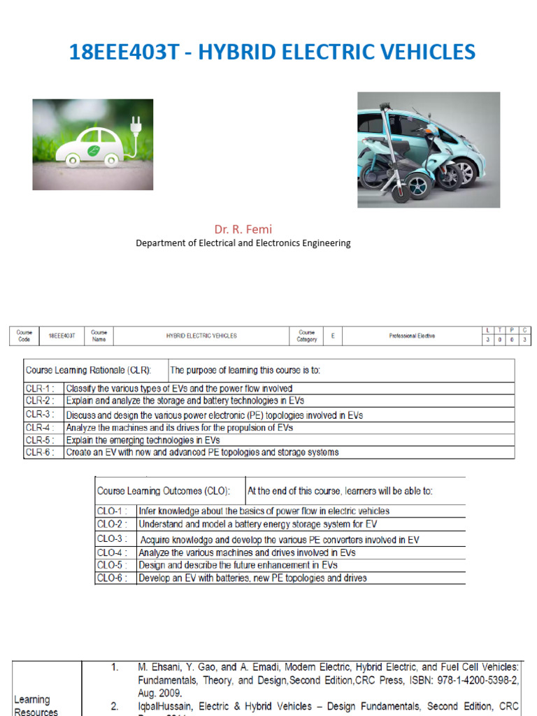 HEV Unit-1 | PDF | Plug In Hybrid | Electric Vehicle
