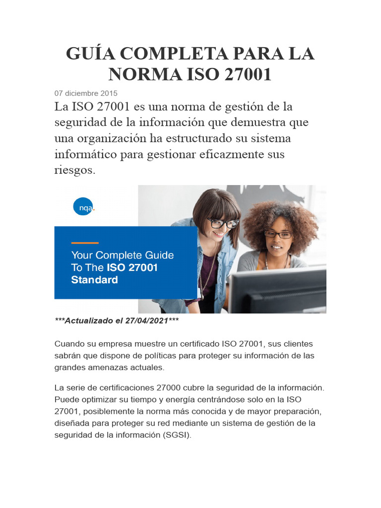 Guía Completa para La Norma Iso 27001 | PDF | Seguridad de información | Auditoría