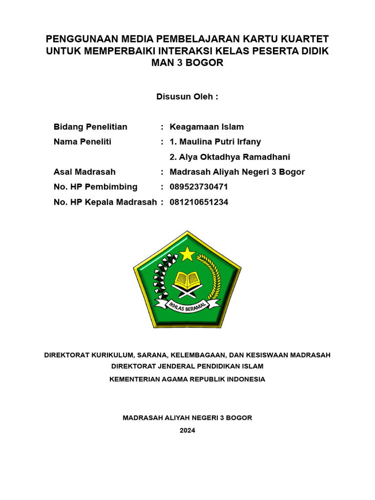 Oke MAN 3 Bogor - Maulina Putri I - Alya Oktadhya R Edit Penomoran, Ukuran Huruf, Dan Spasi ...