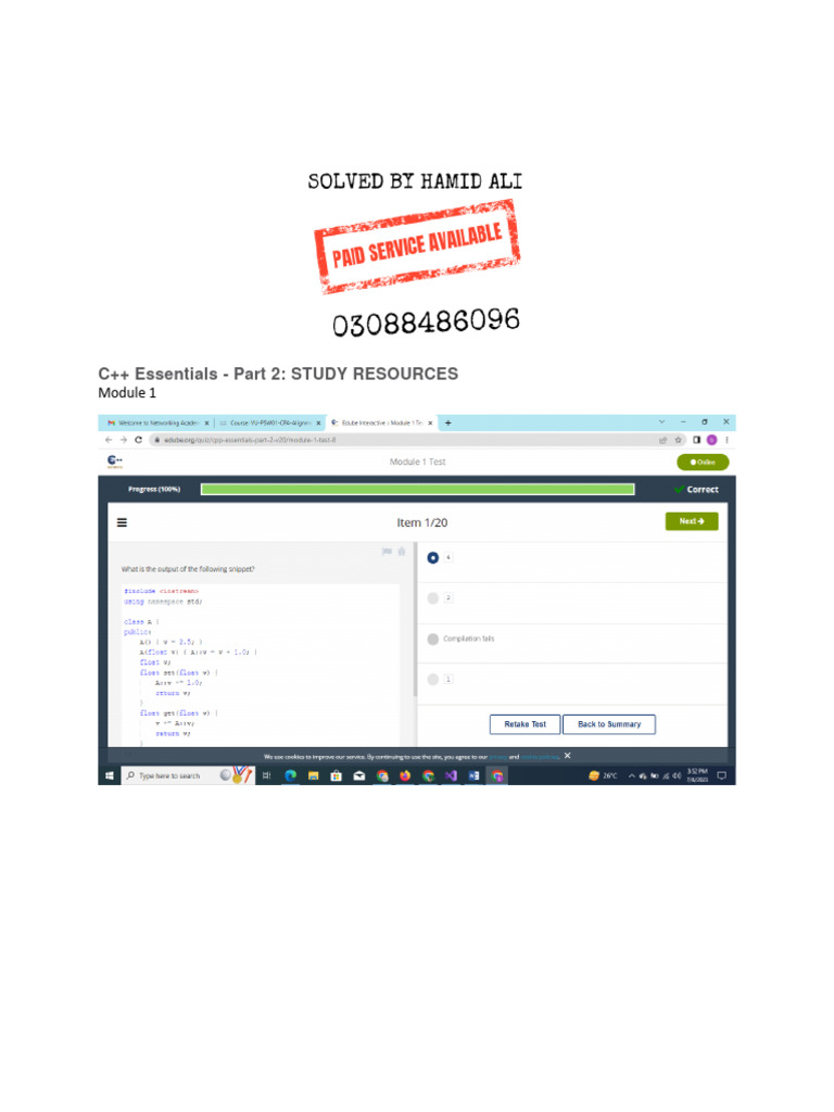 C++ Essentials Part 2 Study Resources | PDF | Computers