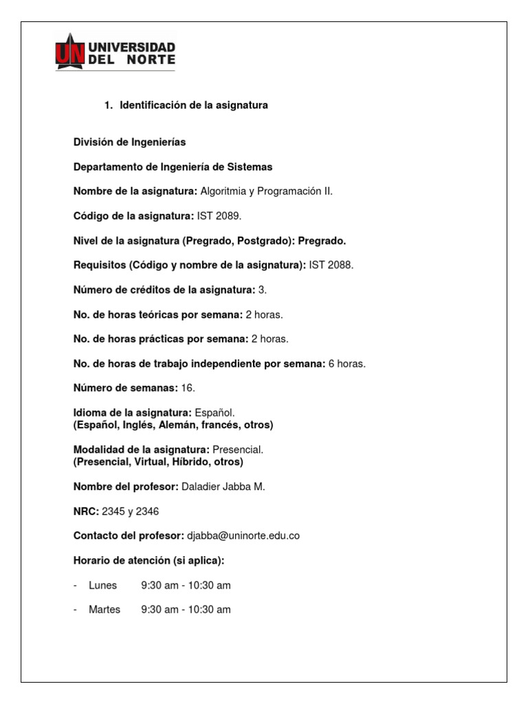 IST 2089 Algoritmia y Programación II | PDF | Java (lenguaje de programación) | Programación de ...