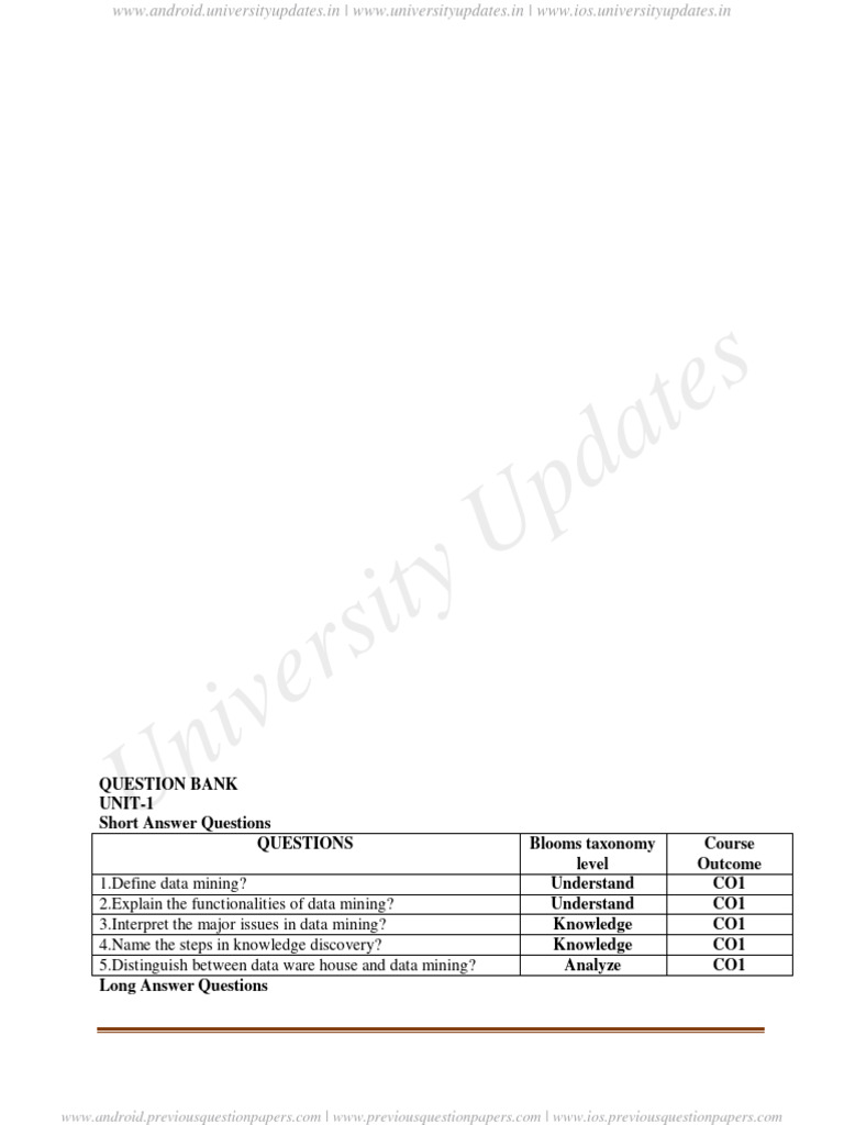 DM Questions | PDF | Statistical Classification | Cluster Analysis