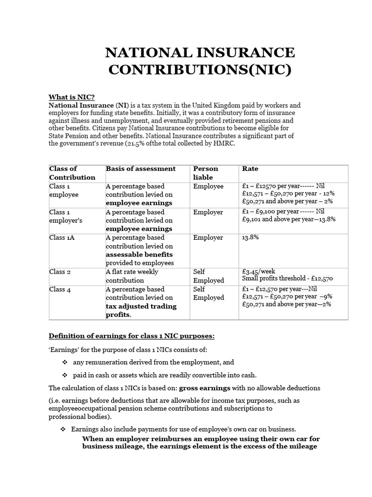CHP 12 NATIONAL INSURANCE CONTRIBUTIONS-1 | PDF | Taxes | Government ...