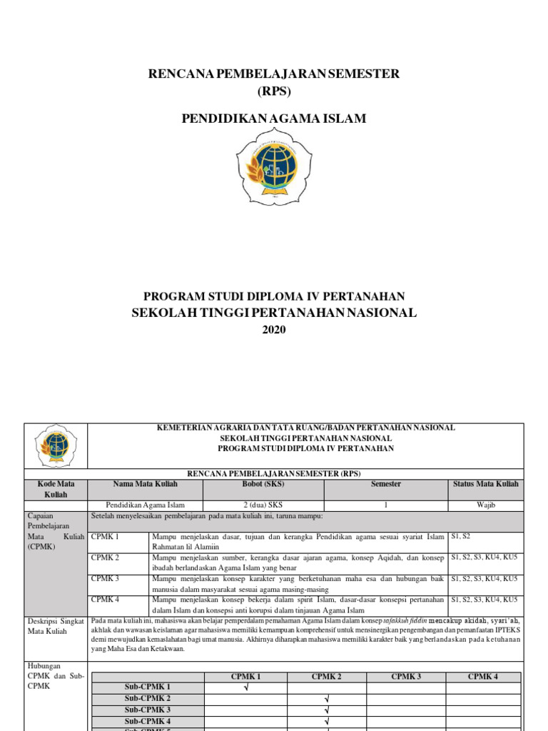 RPS Agama Islam D4 - 2020 - Fix | PDF