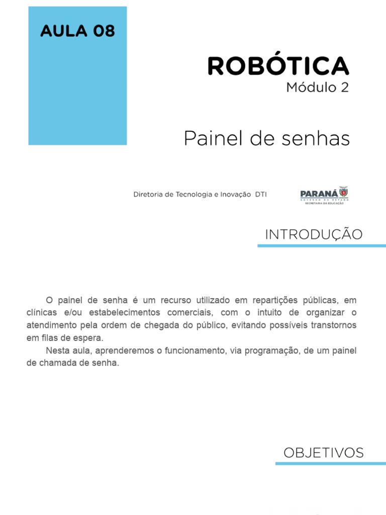 Aula08 Painel de Senhas em m2 Slides | PDF | Senha | Arduino