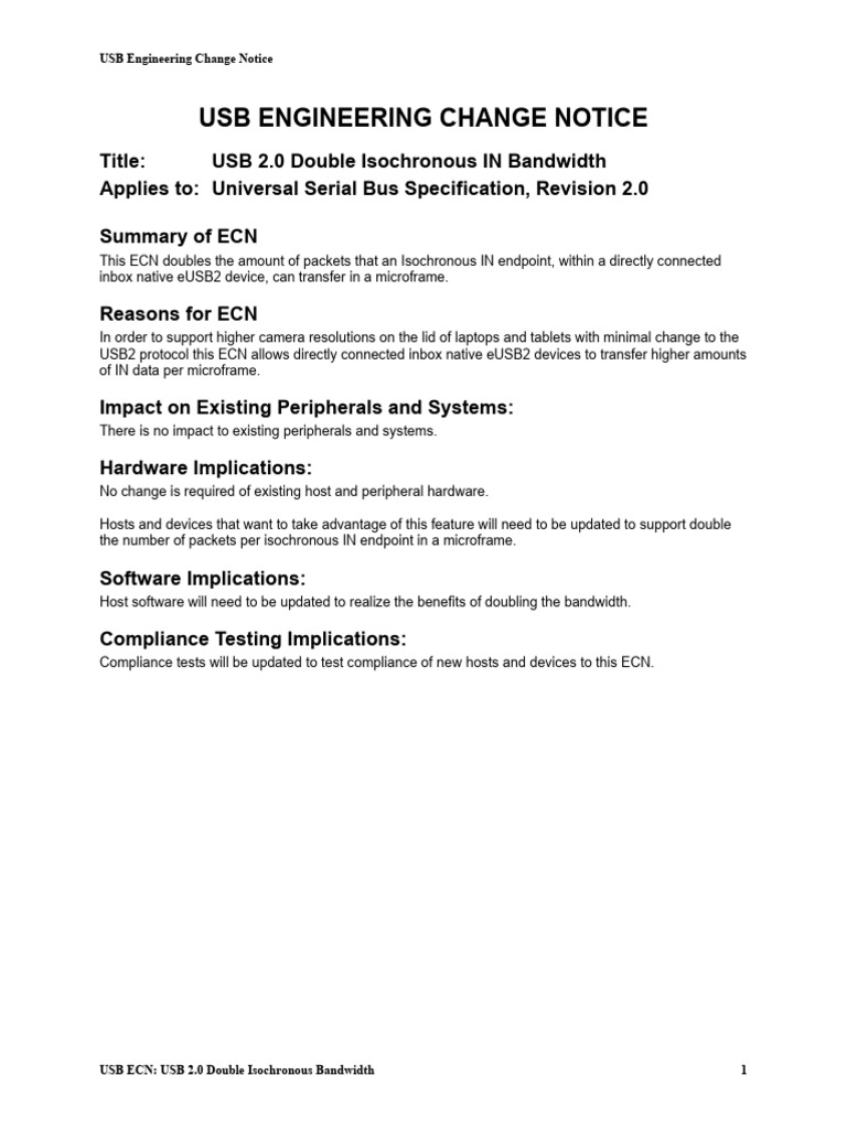USB 2.0 Double Isochronous in ECN | PDF | Usb | Internet Protocols