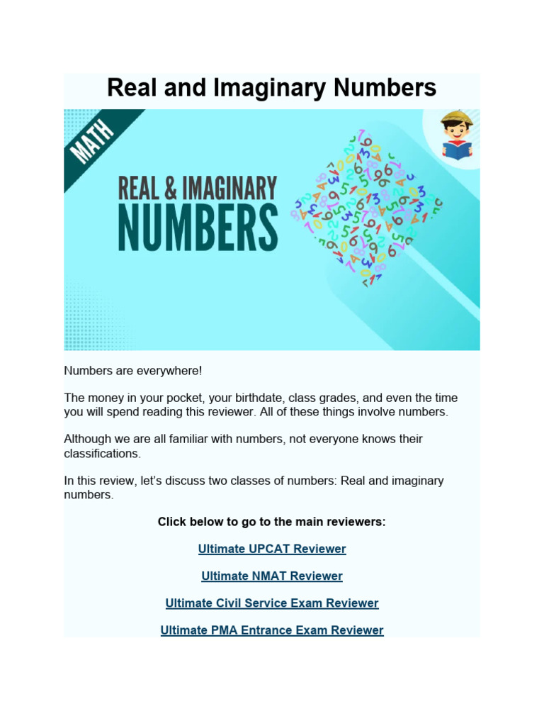 Real and Imaginary Numbers | PDF | Numbers | Rational Number