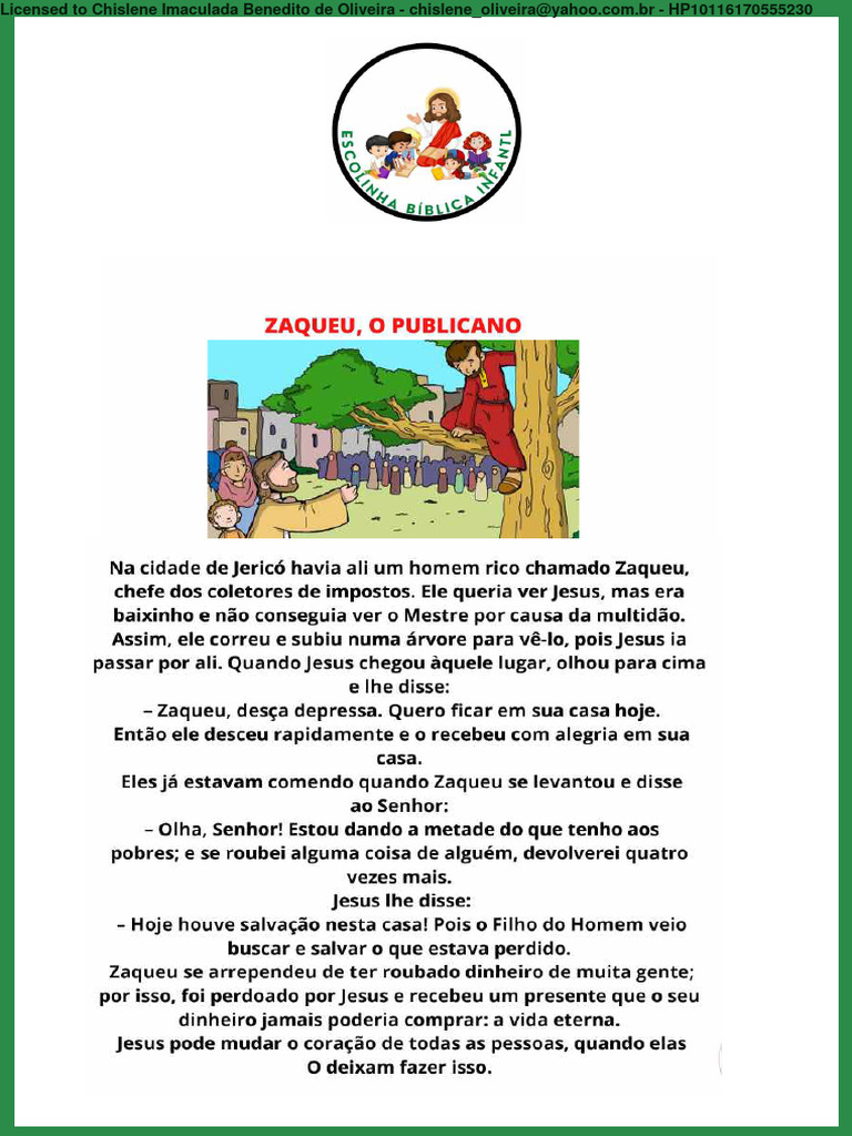 ZAQUEU, O PUBLICANO | PDF