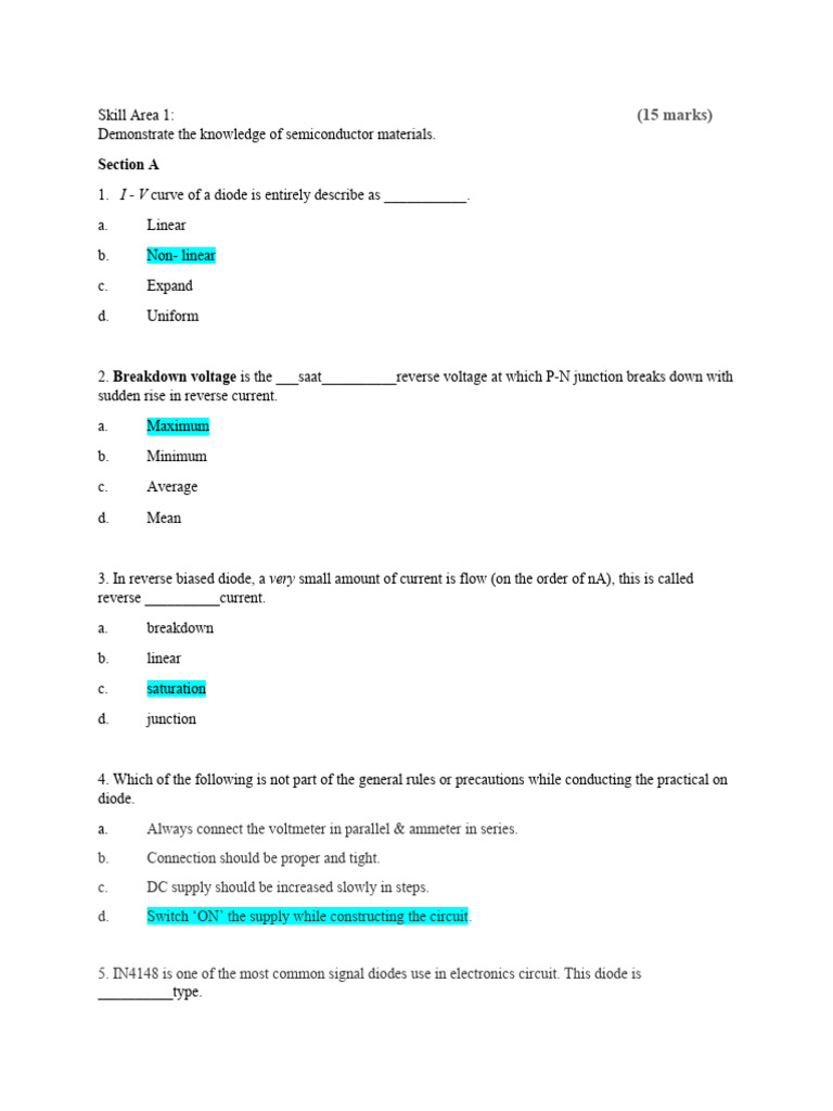 Self Assessment No3.PO1.3 | PDF | Diode | Bipolar Junction Transistor