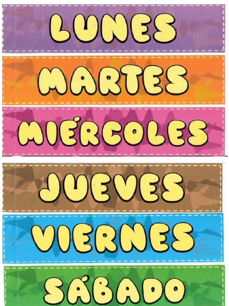 Días de La Semana para Imprimir | PDF