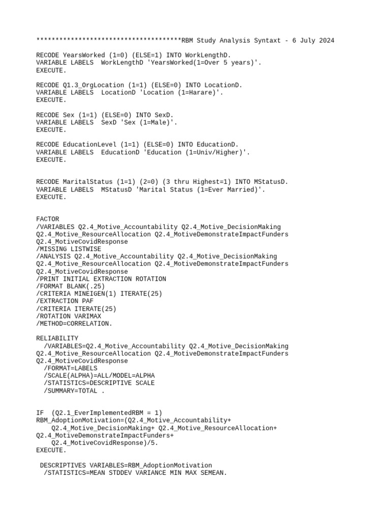 RBM Study Syntaxt | PDF | Statistical Theory | Statistics